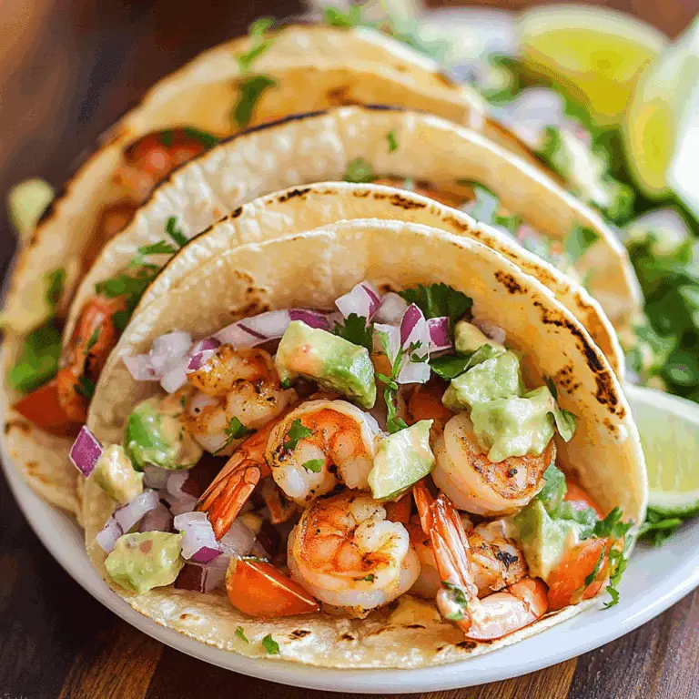 Shrimp Tacos with Tangy Sauce and Fresh Toppings | Homemade Menus