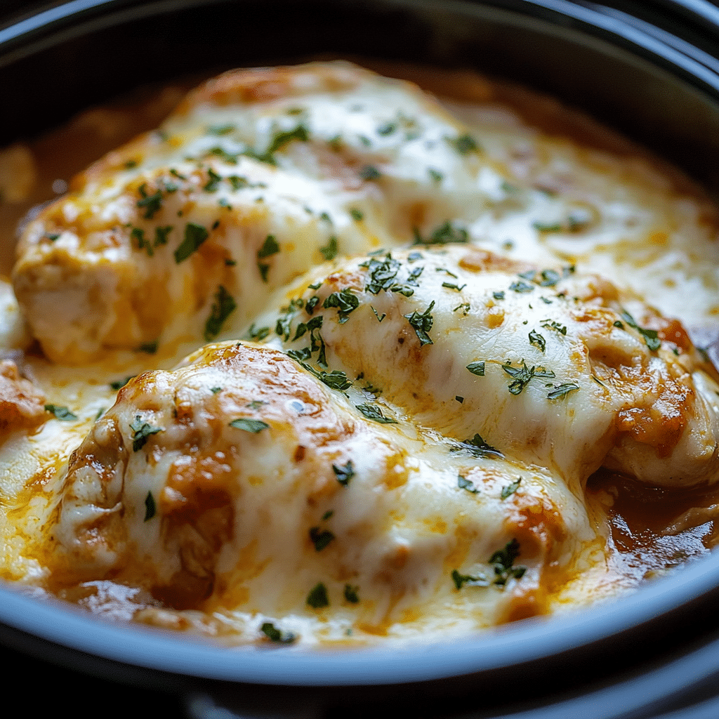 Slow Cooker Cheesy Mozzarella Chicken Magic | Homemade Menus