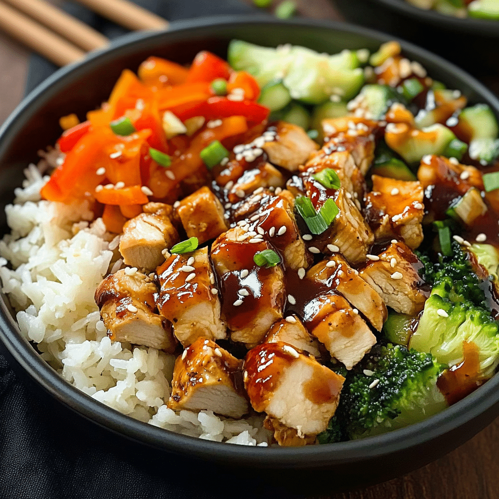 Easy Teriyaki Chicken Veggie Bowls Recipe | Homemade Menus