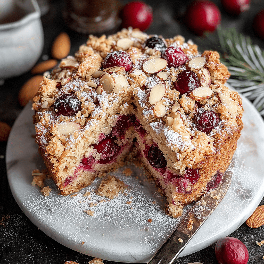 Easy Cranberry Coffee Cake with Almond Crunch Recipe | Homemade Menus