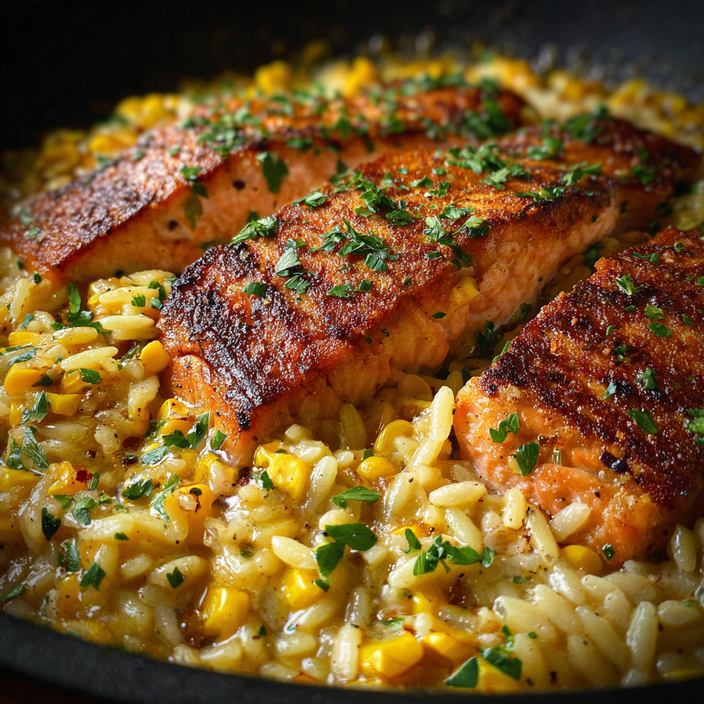 Corn Orzo with Salmon | Homemade Menus
